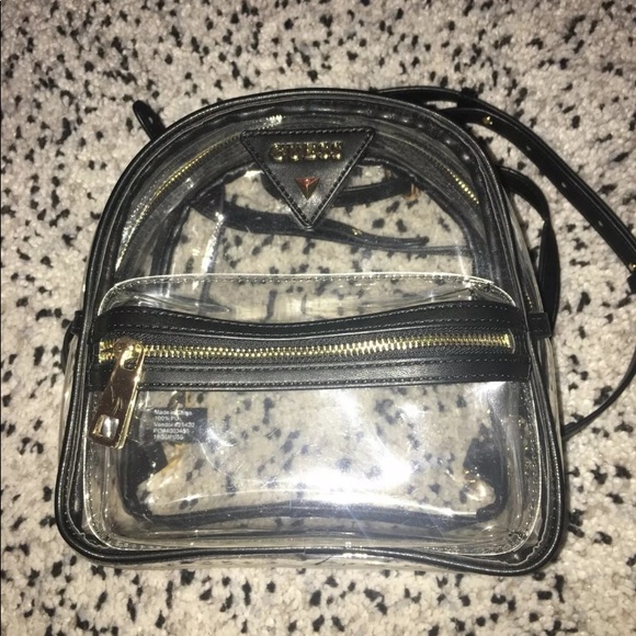 Guess Bags | Pvc Clear Plastic And Black Mini Guess Backpack | Poshmark
